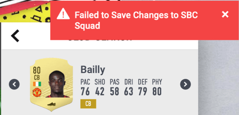 Fix FIFA: Failed to save changes to SBC squad
